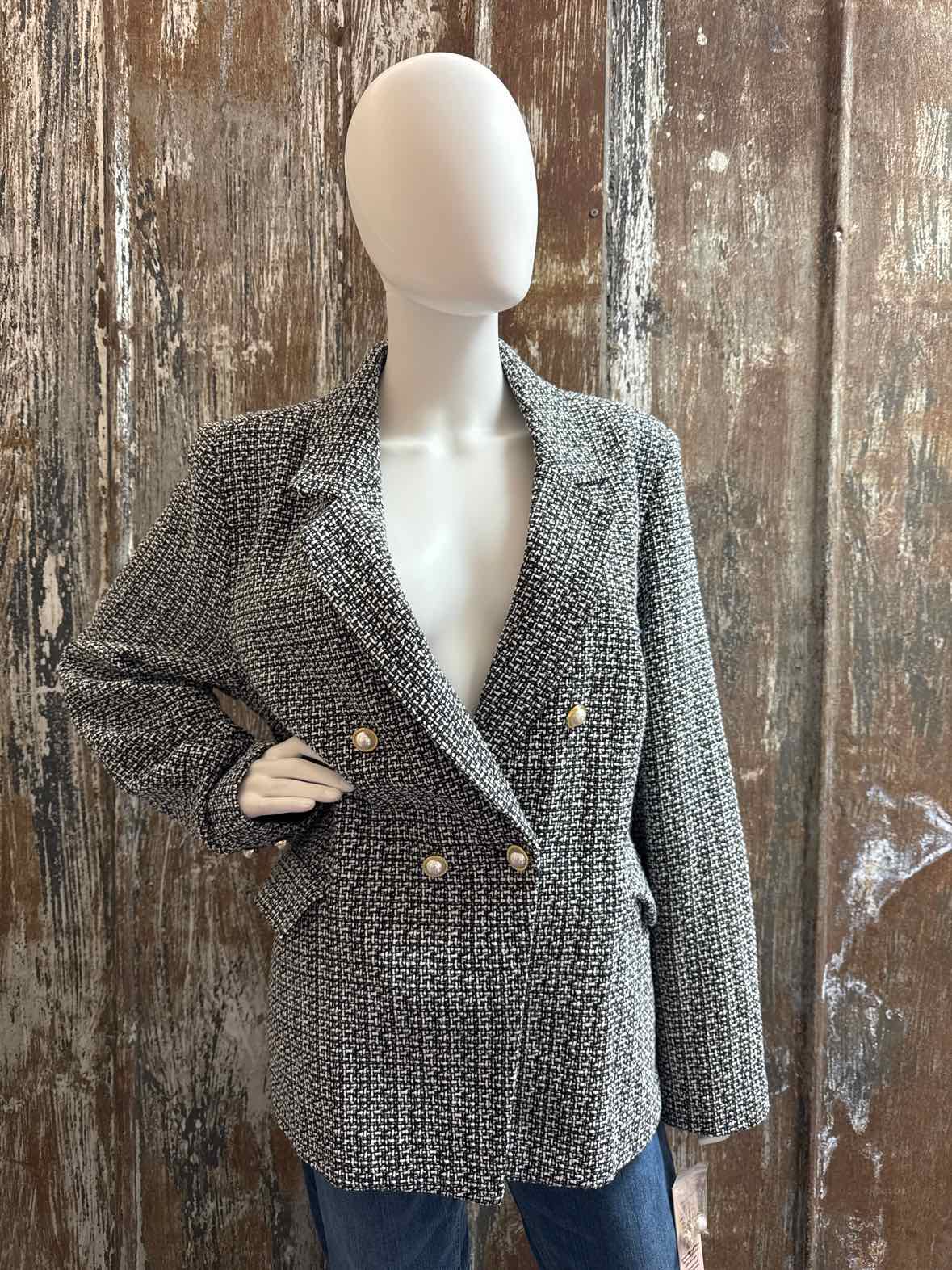 nanette lepore Size Extra Large Black/White Tweed Blazer – The ...